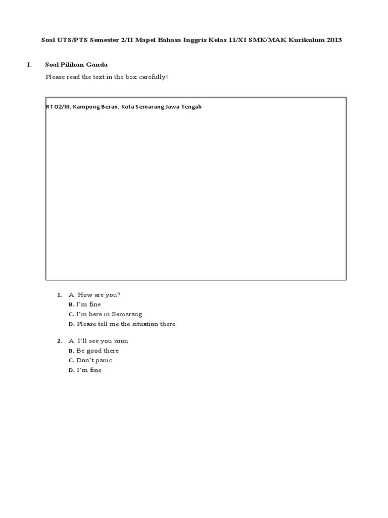 Soal UTS Kelas XI TKJ & TSM | PDF