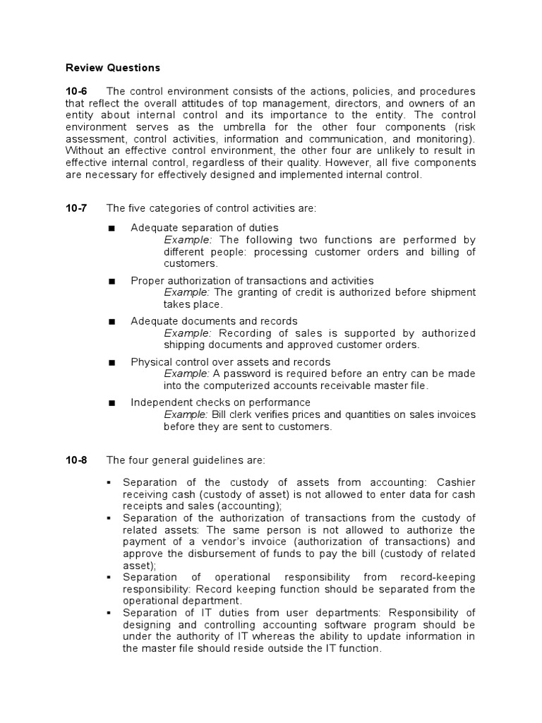 IC - Review Question - Ans | PDF | Internal Control | Invoice
