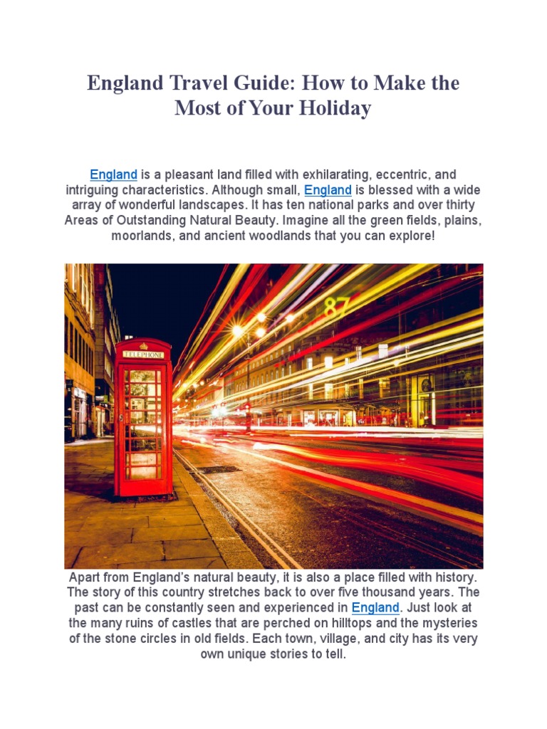 England Travel Guide: How To Make The Most of Your Holiday | PDF ...