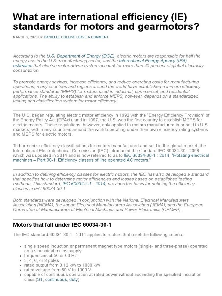 What Are International Efficiency (IE) Standards For Motors and ...
