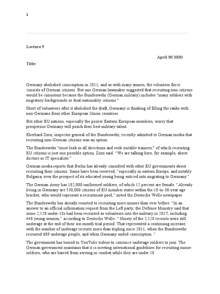 April 30 2020 Title | PDF | Conscription | Military Service