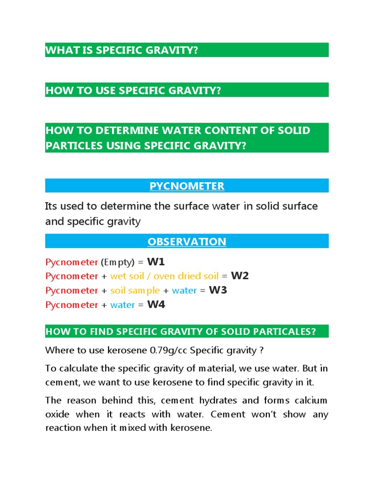 Understanding Specific Gravity in Materials | PDF | Home & Garden