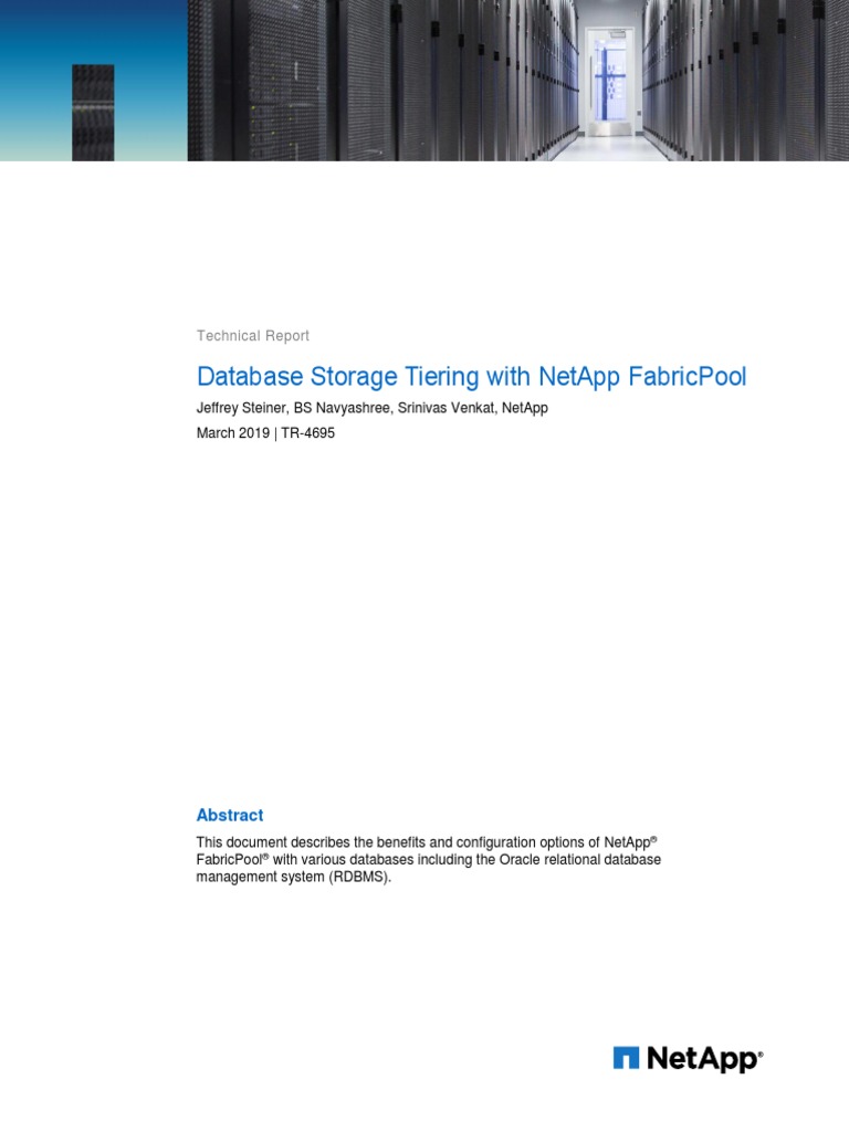 Database Storage Tiering With Netapp Fabricpool: Technical Report | PDF | Backup | File System
