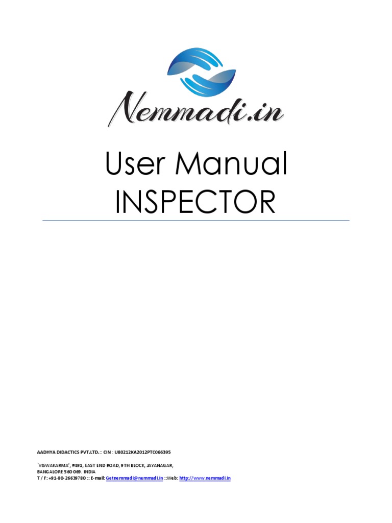 NIMS - Inspector - User Manual - V1.4 - July 2019 PDF | Download Free PDF | Mobile App | Computing