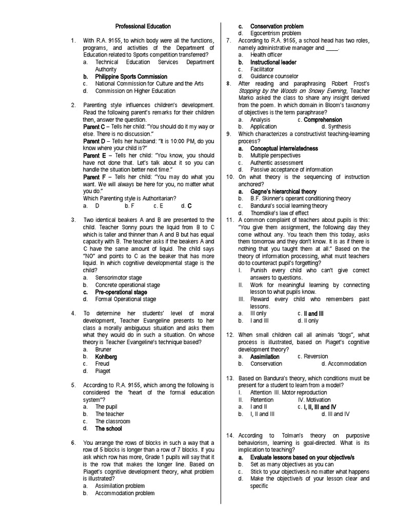 LET TEST Professional Education | PDF | Educational Assessment | Id