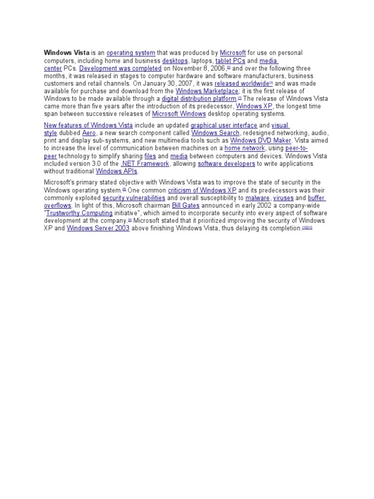 Windows Vista From Wiki | PDF | Computers