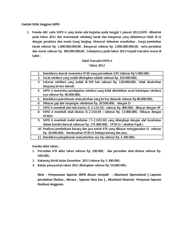 Contoh SOAL Laporan Penyusunan SKPD | PDF