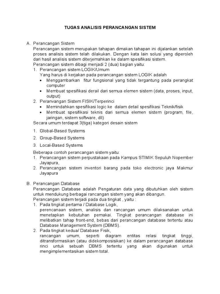 Tugas Analisis Perancangan Sistem | PDF | Komputer | Teknologi & Rekayasa