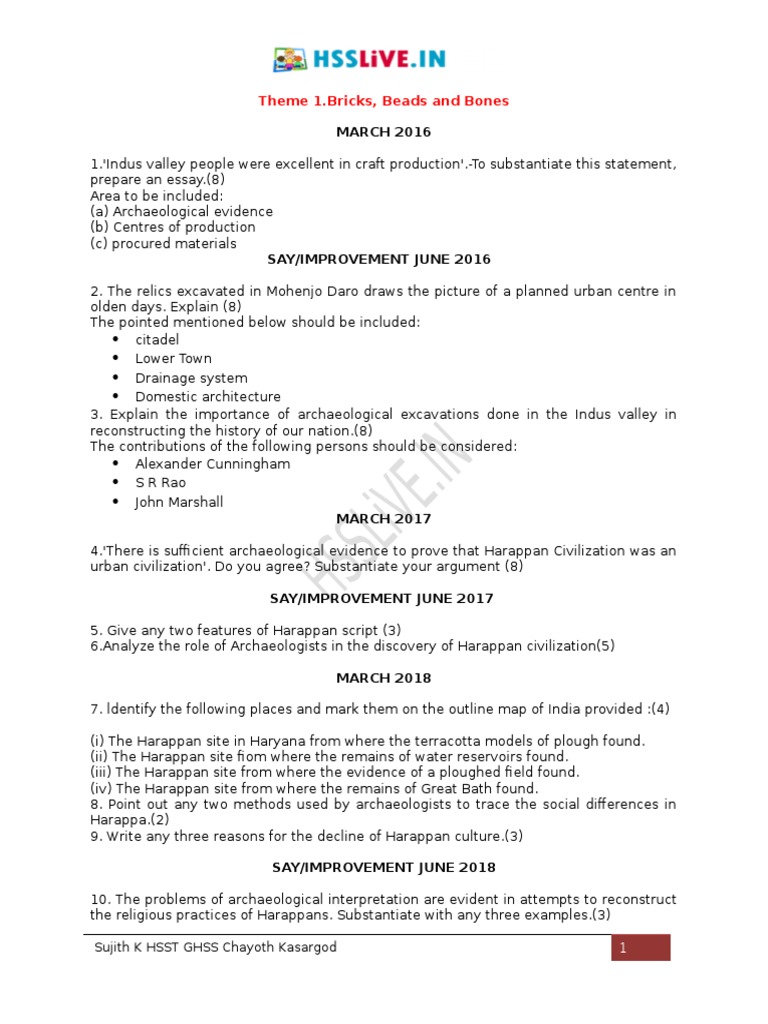 Hsslive XII History Previous Questions Chapterwise PDF | PDF | Indian ...