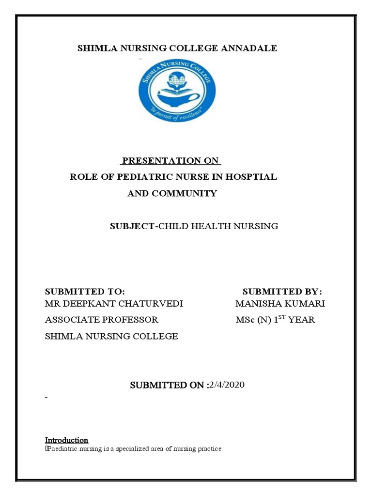 Role of Pediatric Nurse | PDF | Nursing | Nurse Practitioner