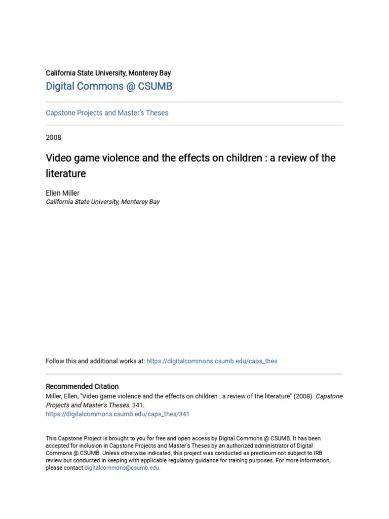 Video Game Violence and The Effects On Children - A Review of The PDF ...