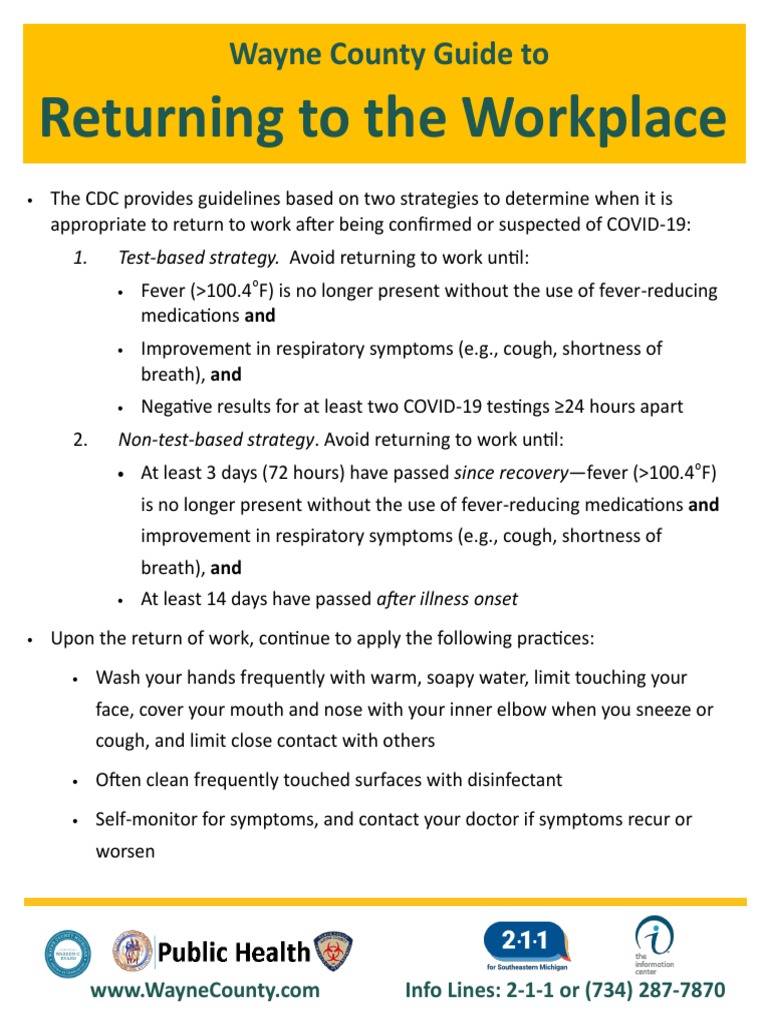 Guide To Returning To The Workplace | PDF