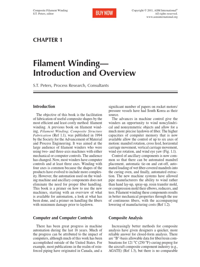 Filament Winding - Introduction and Overview: S.T. Peters, Process ...