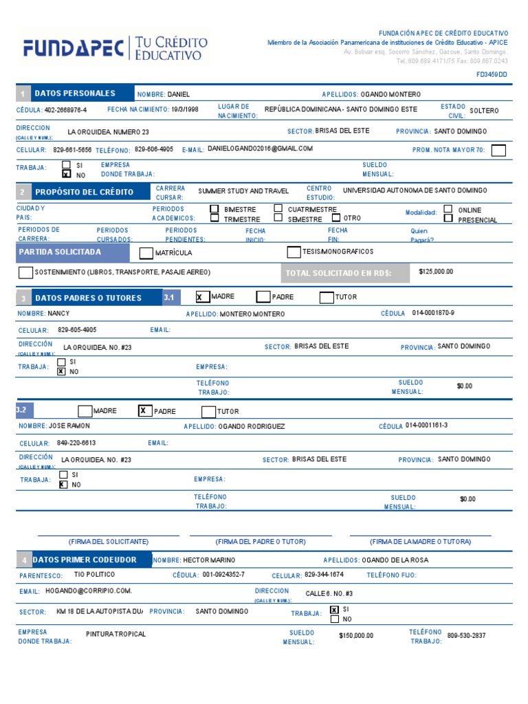 Formulario Fundapec | PDF | República Dominicana | Science