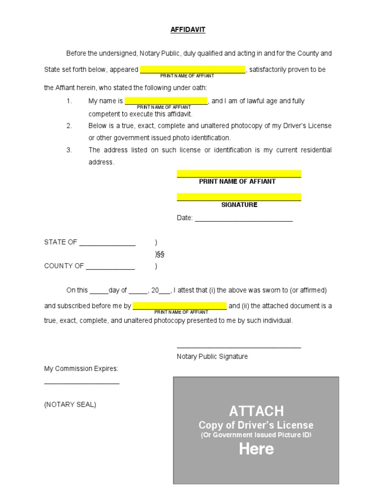Affidavit of Identification 2 2 | PDF