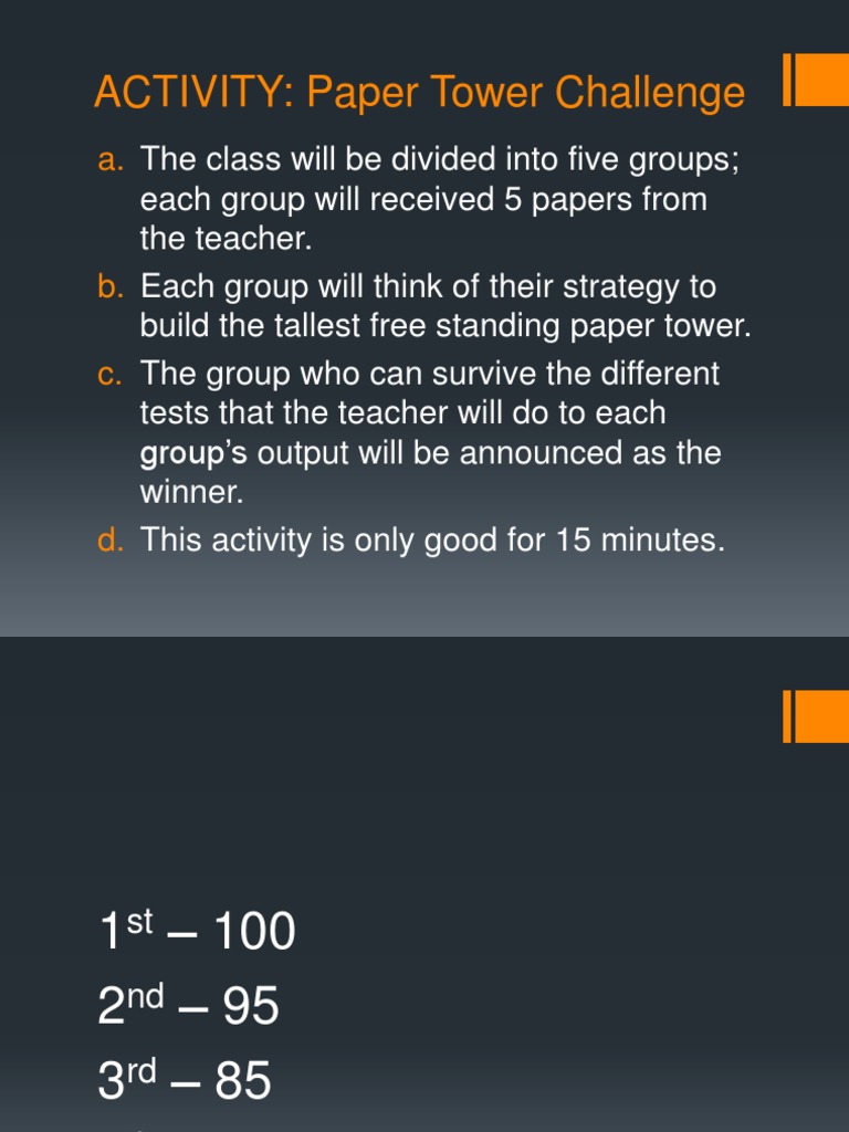 ACTIVITY: Paper Tower Challenge | PDF
