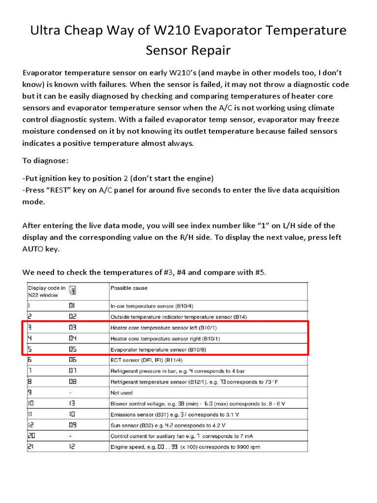 Evap Temp Sensor Repair | PDF | Air Conditioning | Physical Quantities
