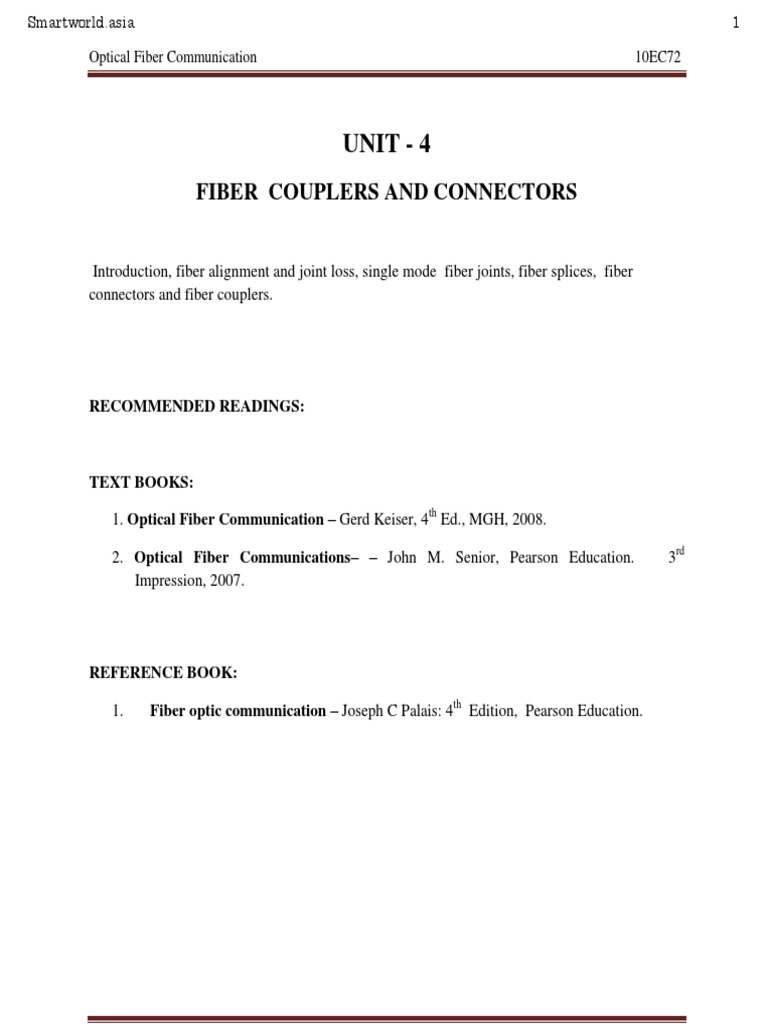 Fibre Couplers and Connectors | PDF | Optical Fiber | Optics