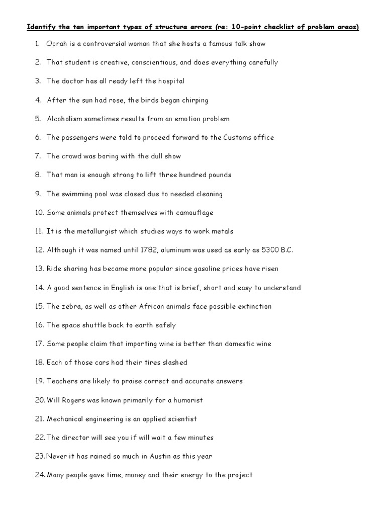Identify The Ten Important Types of Structure Errors | PDF | Nature
