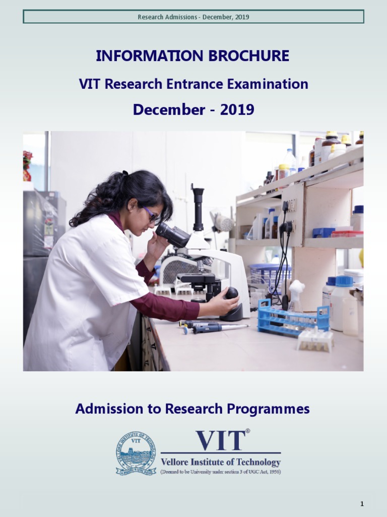 Information Brochure: VIT Research Entrance Examination | PDF | Doctor ...