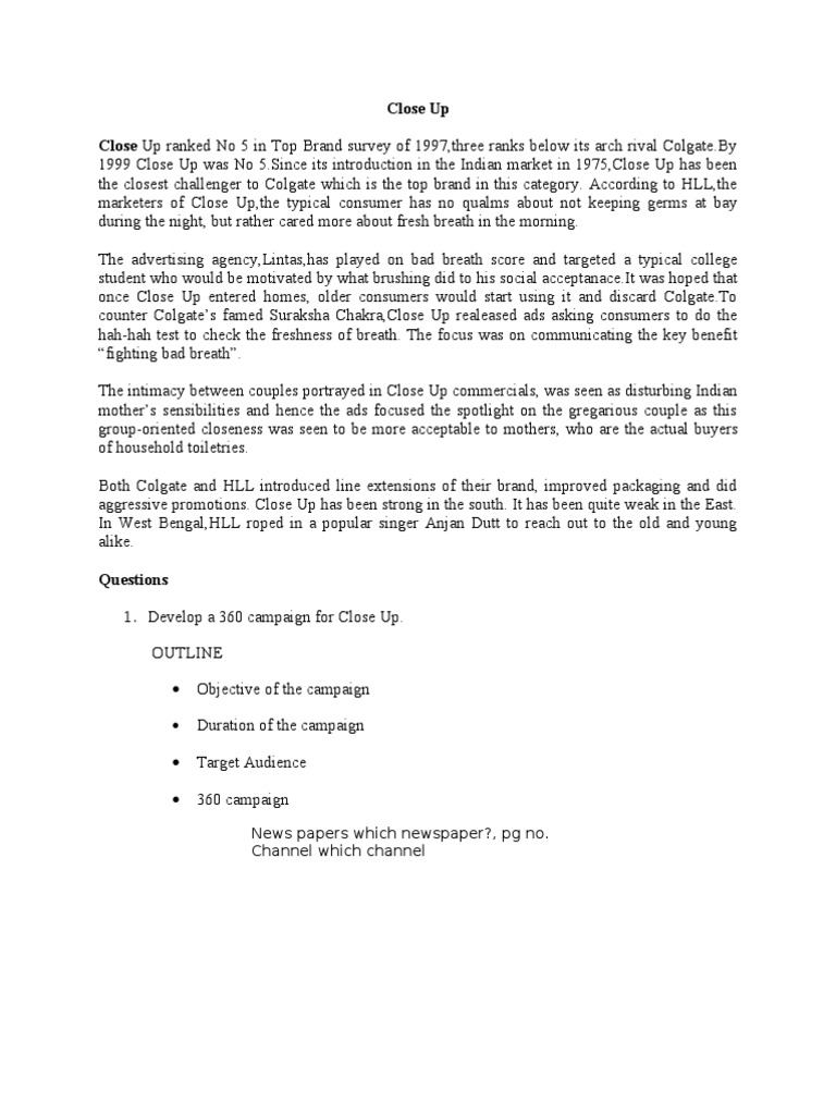 Close Up - Case Study | PDF | Newspapers | Advertising