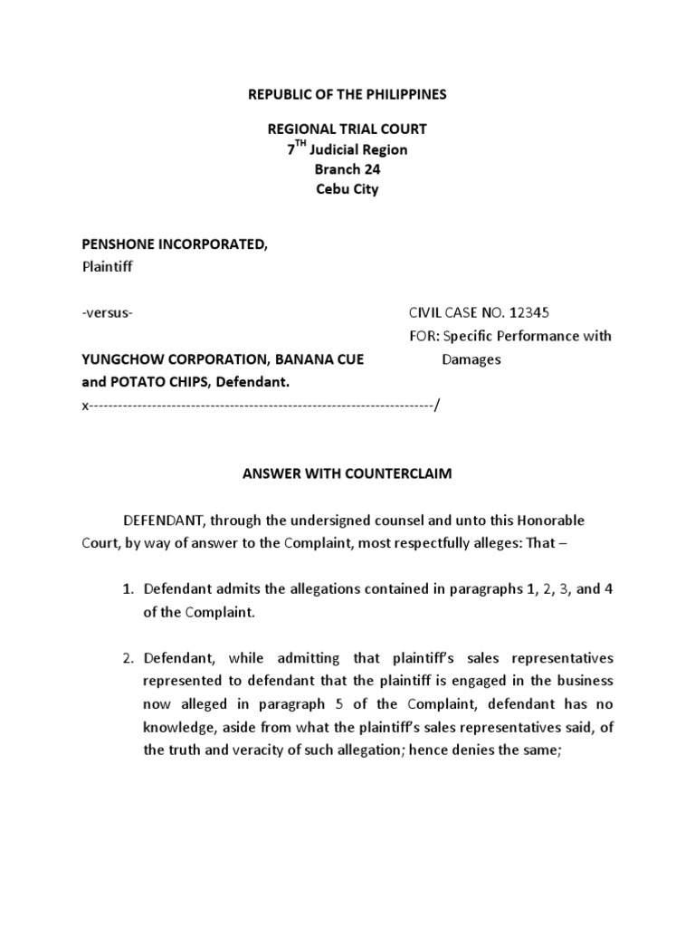 Republic of The Philippines Regional Trial Court 7 Judicial Region ...