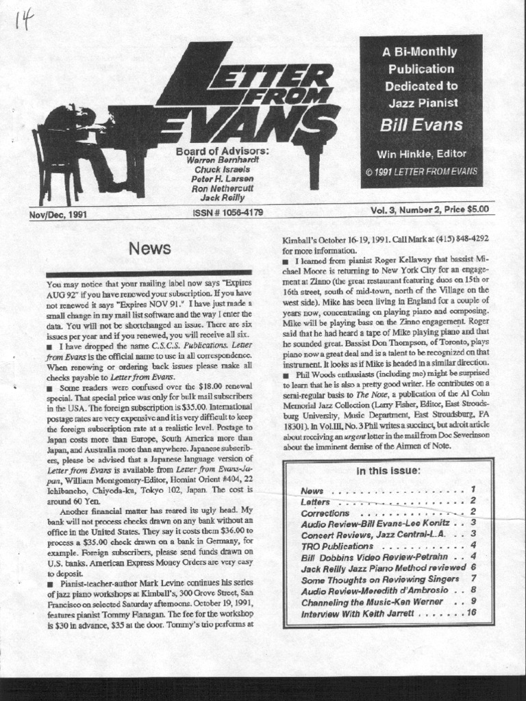 Letter From Evans, Vol 3, No 2 | PDF