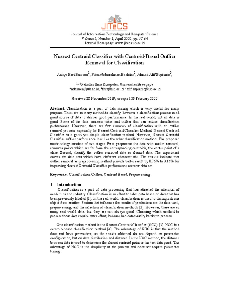Nearest Centroid Classifier With Centroid-Based Outlier Removal For ...