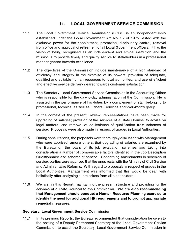 Local Government Service Commission | PDF | Secretary | Tribunal