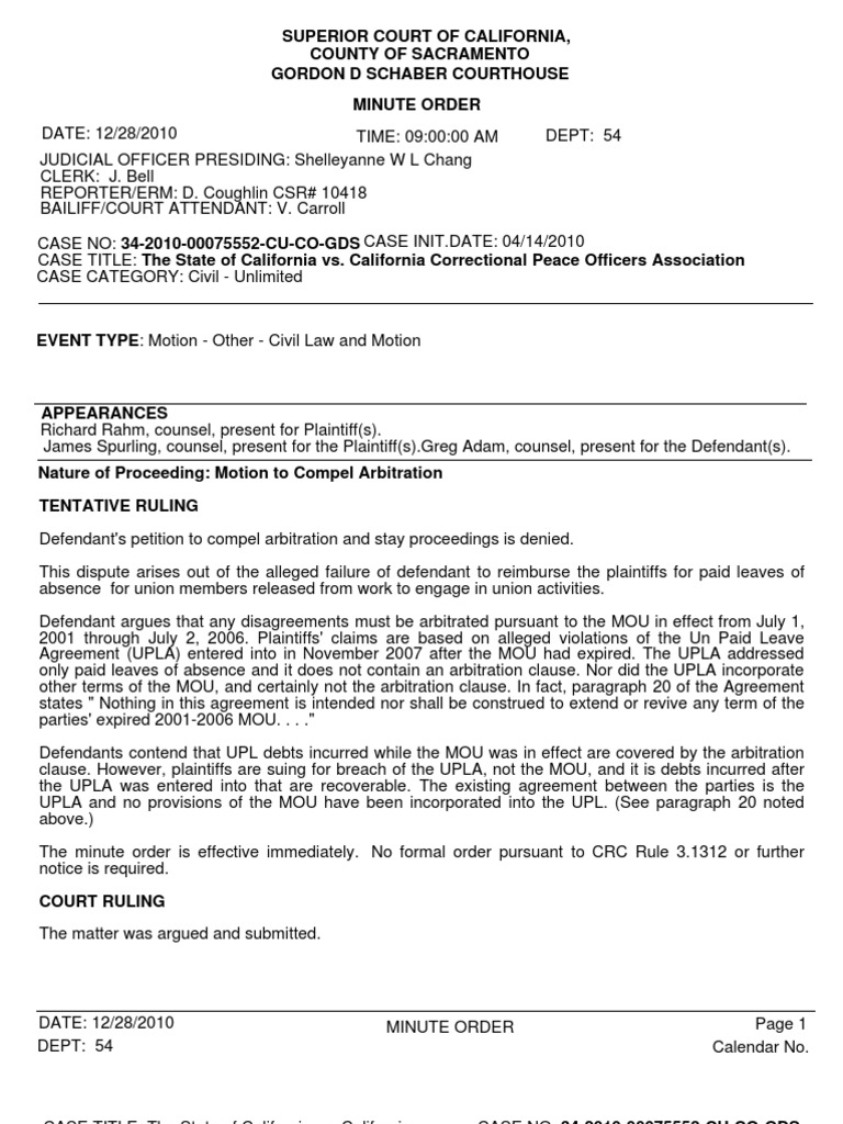 CDCR v. CCPOA | PDF | Arbitration | Lawsuit