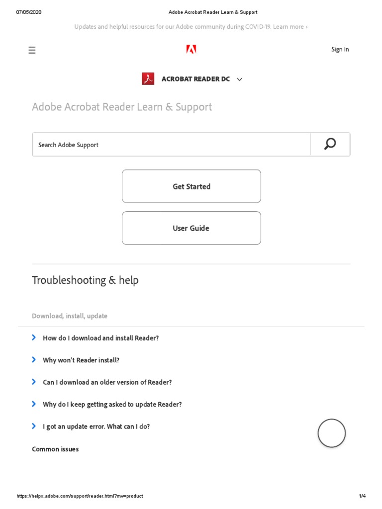 Adobe Acrobat Reader Learn & Support: Troubleshooting & Help | PDF ...