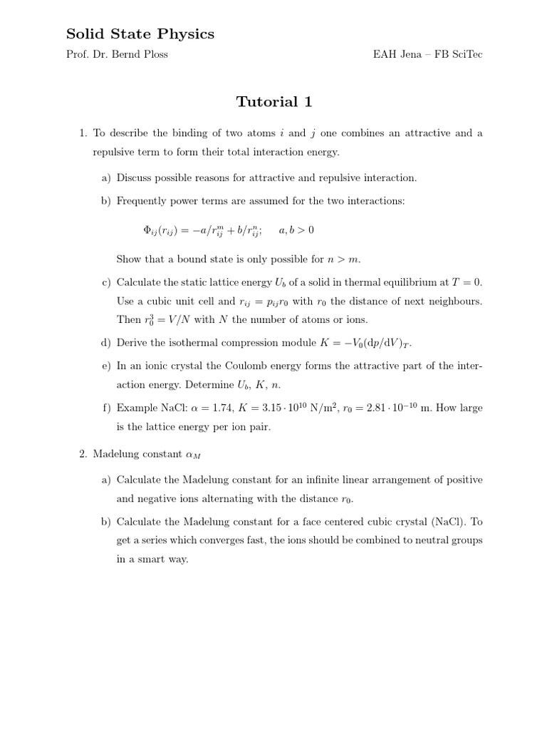 Solid State Physics: Ij Ij M Ij N Ij | PDF | Crystal Structure | Electronvolt