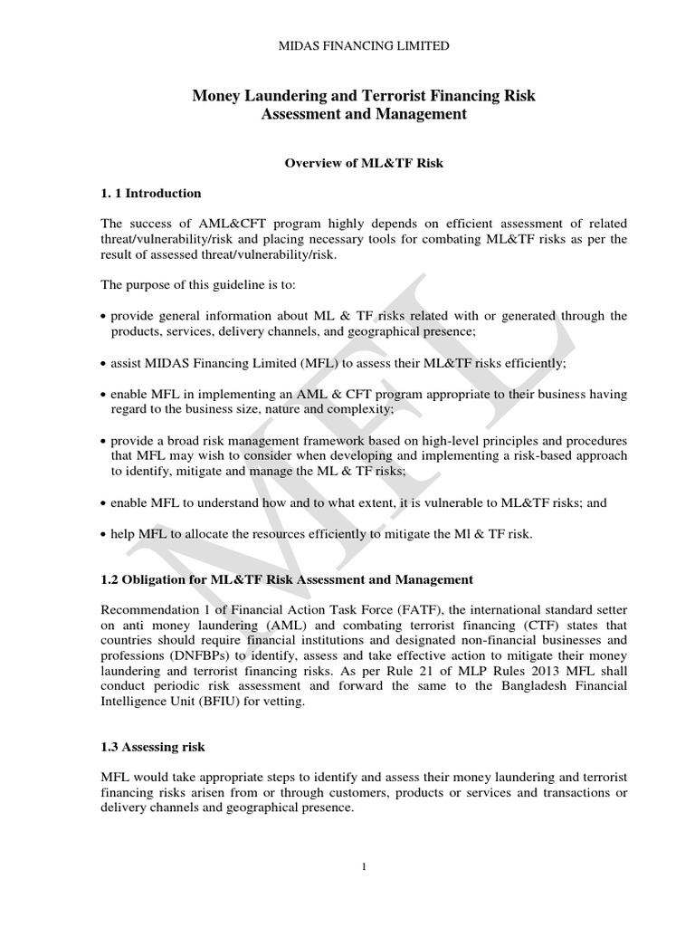 Developing a Risk-Based Approach: MIDAS Financing Limited's Framework ...