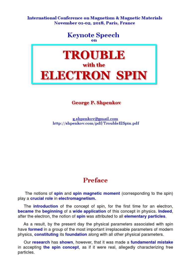 Shpenkov - TroubleElSpin2018 | PDF | Spin (Physics) | Electron