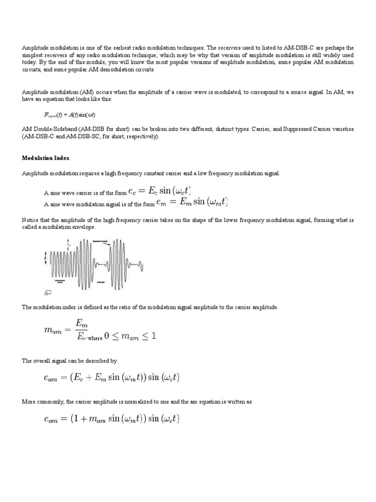 Modulation Index: Signal | PDF | Detector (Radio) | Modulation