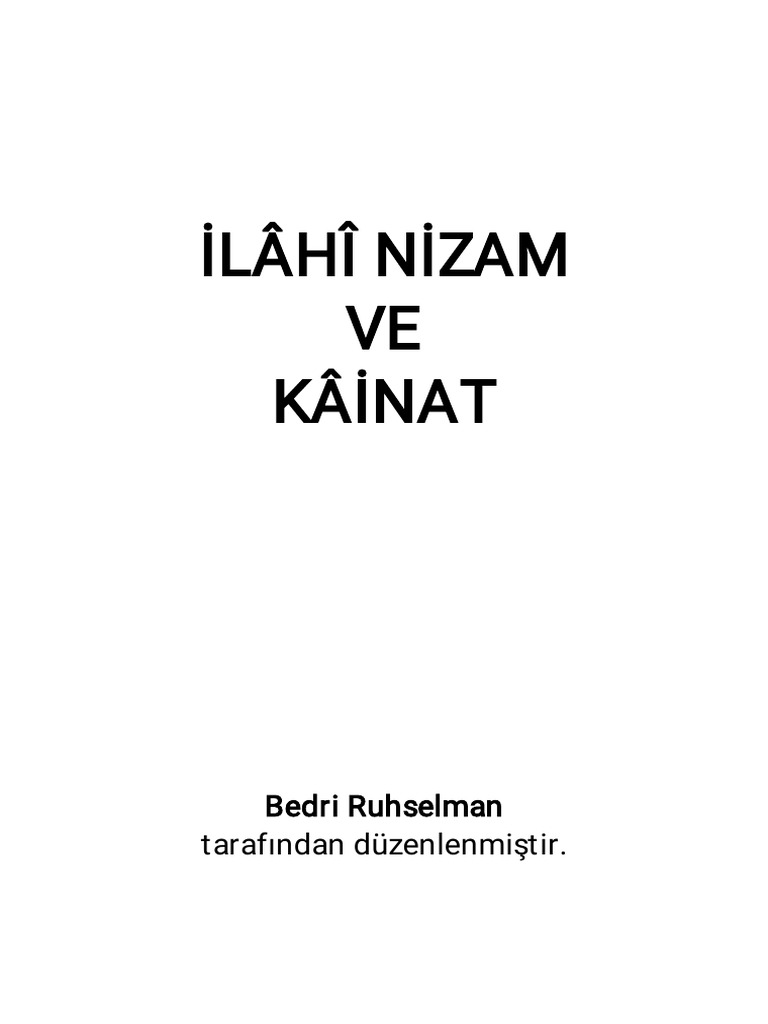 Bedri Ruhselman 304lahi Nizam Ve Kainat PDF | PDF