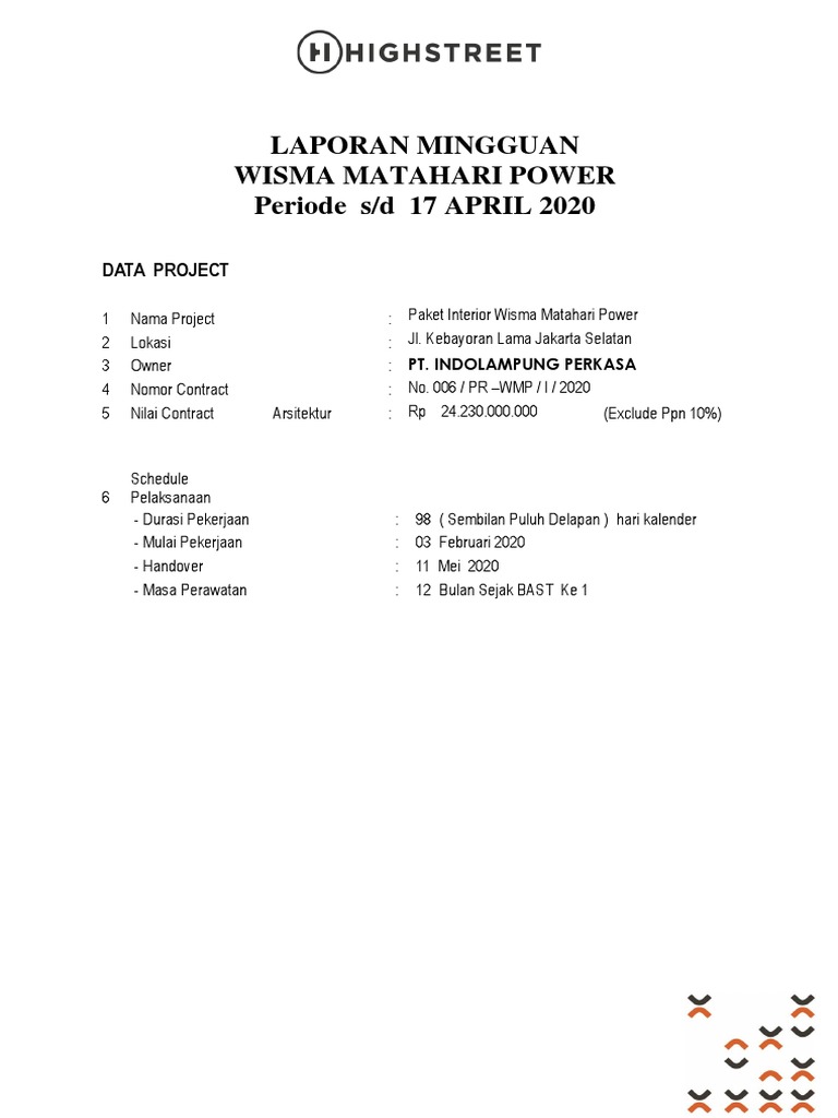 Contoh Laporan Weekly Project | PDF