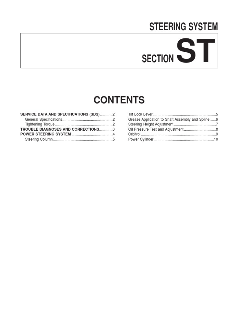 Steering System: Service Data and Specifications (SDS) ............ 2 ...