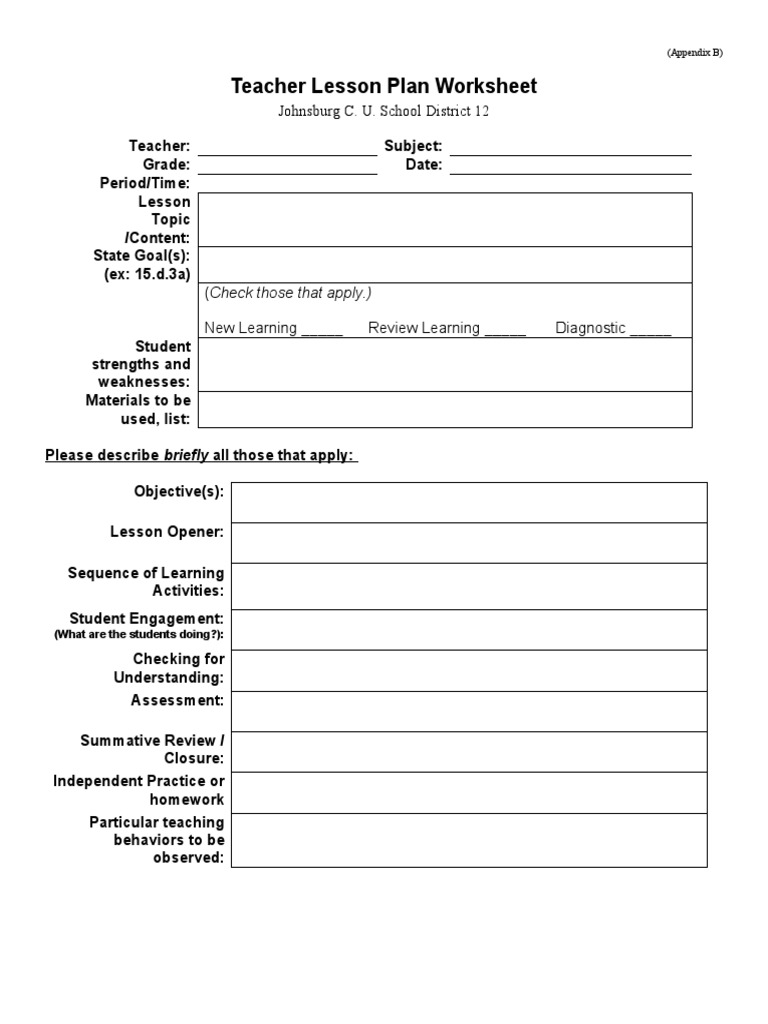 Teacher Lesson Plan Template | PDF