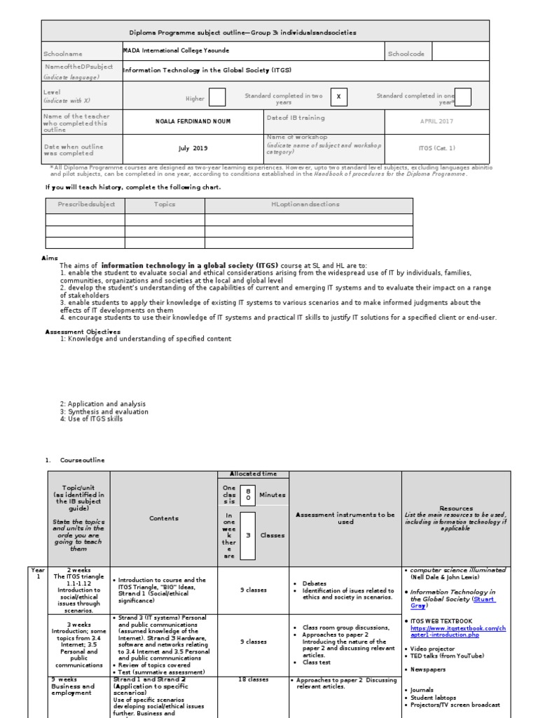 Mada Itgs Course Outline Final | PDF | Cognition | Communication