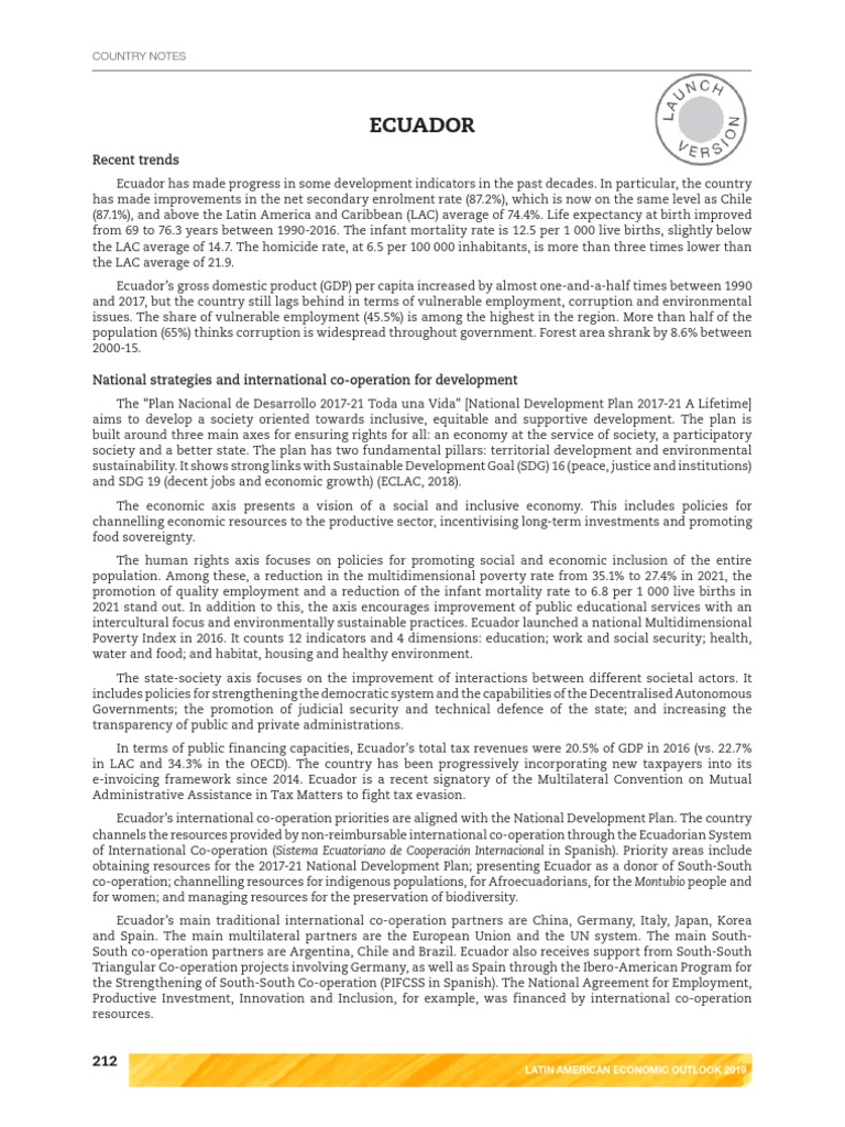 Ecuador Country Note Leo 2019 | PDF | Ecuador | Sustainability