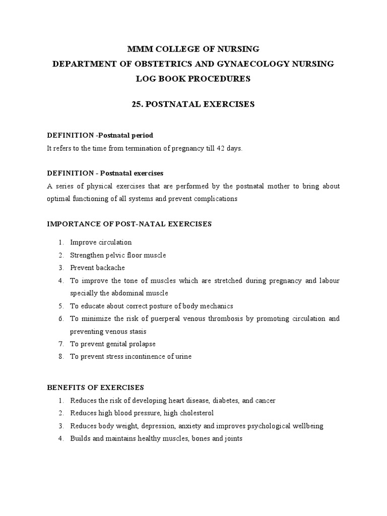 Post Natal Exercises | PDF | Abdomen | Childbirth