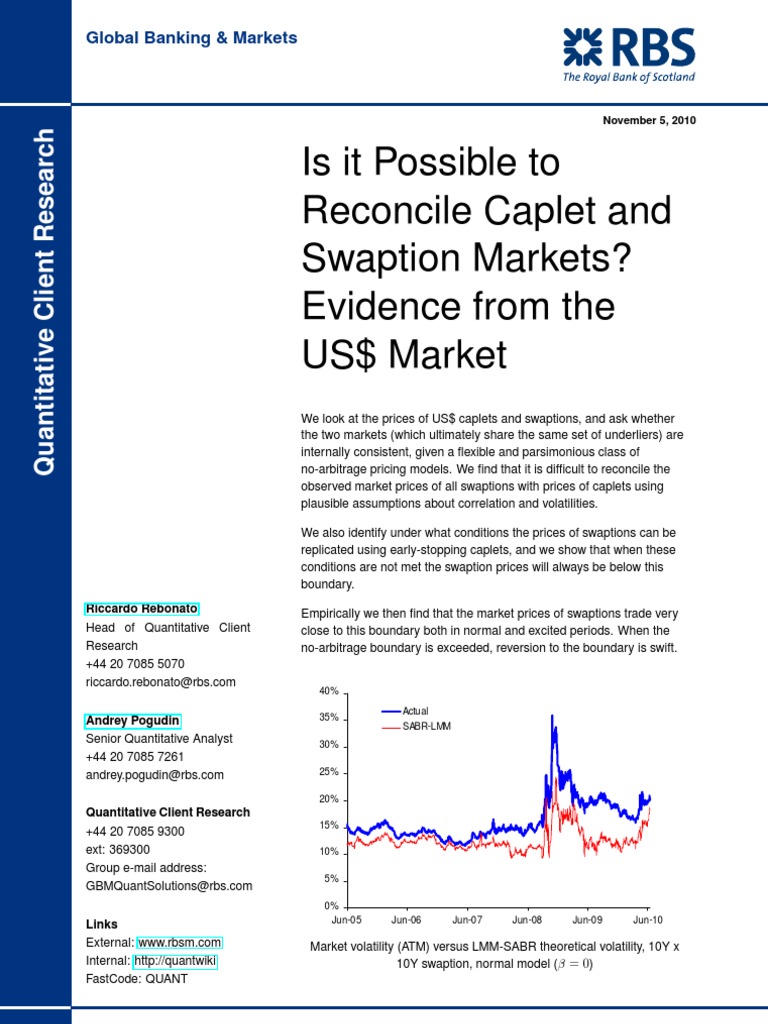 IR - Quant - 101105 - Is It Possible To Reconcile Caplet and Swaption ...