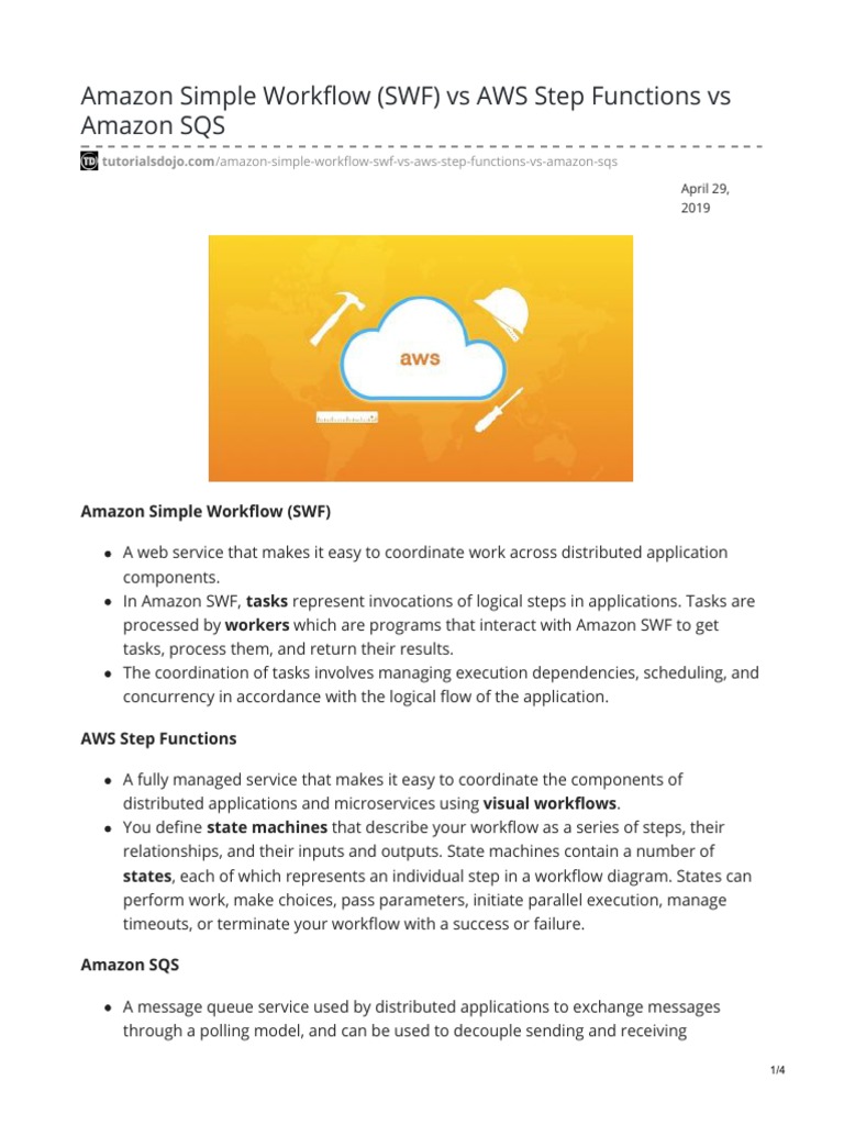 Tutorialsdojo - Com-Amazon Simple Workflow SWF Vs AWS Step Functions Vs Amazon SQS | PDF ...