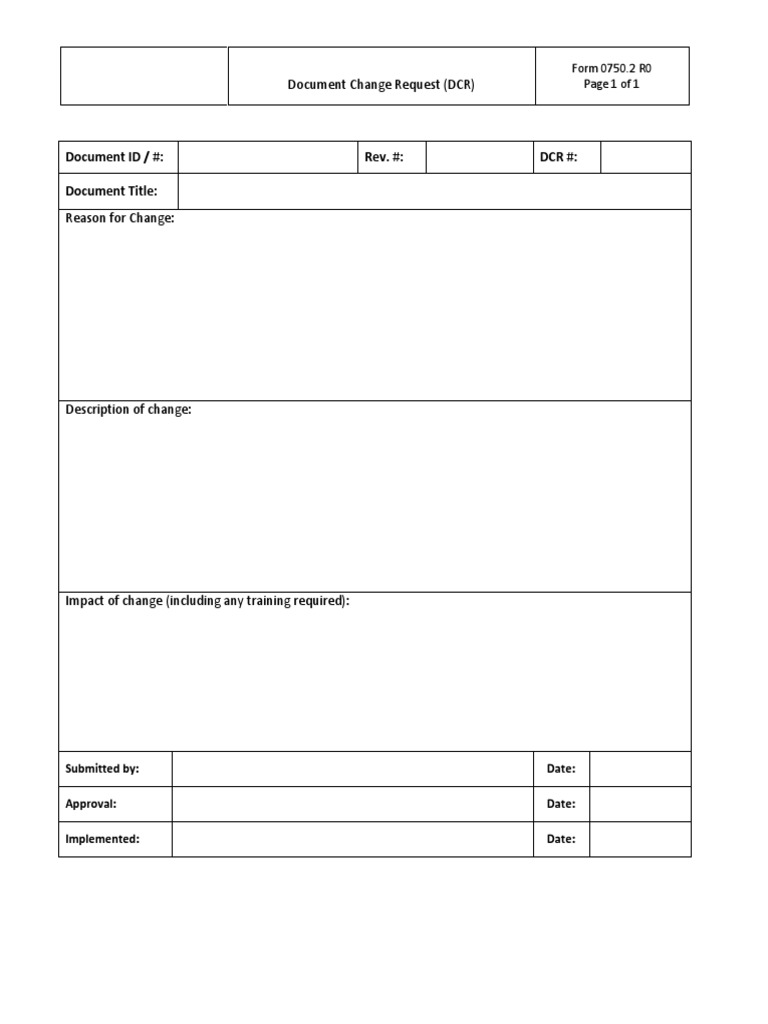Document Change Request (DCR) : BMS Form | PDF