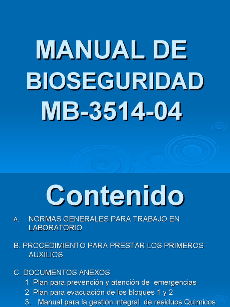 Presentacion Manual de Bioseguridad | PDF