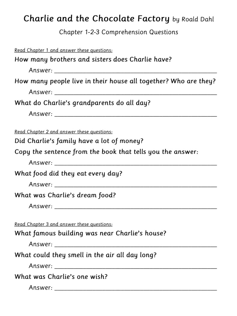 Charlie and The Chocolate Factory 01-03 - Questions | PDF