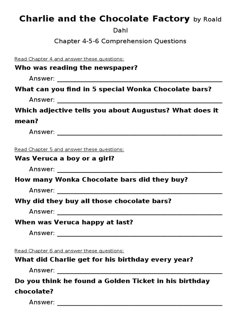 Charlie and The Chocolate Factory 04-06 - Questions | PDF