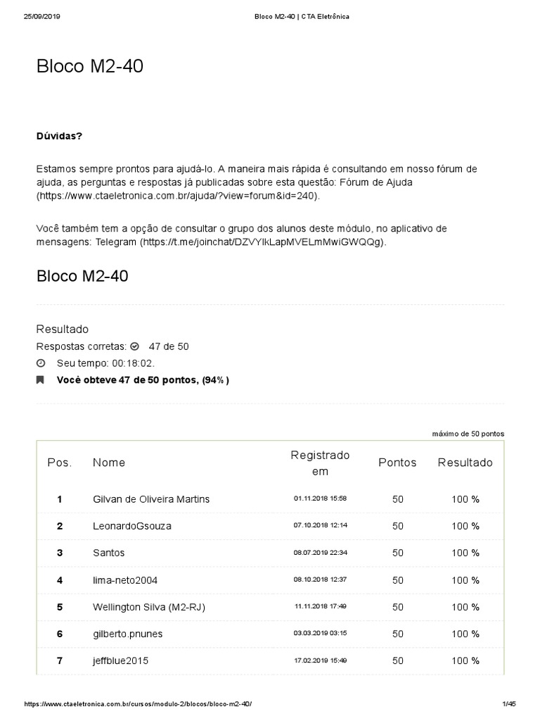 Bloco M2-40 - CTA Eletrônica | PDF | Filtro eletrônico | Engenharia de ...