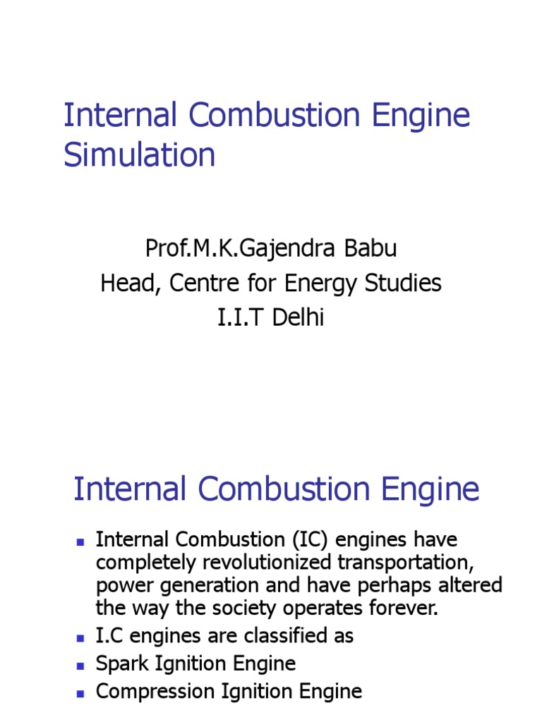 Internal Combustion Engine Simulation | PDF | Internal Combustion ...